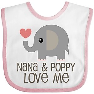 inktastic Nana and Poppy Love Me Baby Bib White and Pink 3042d