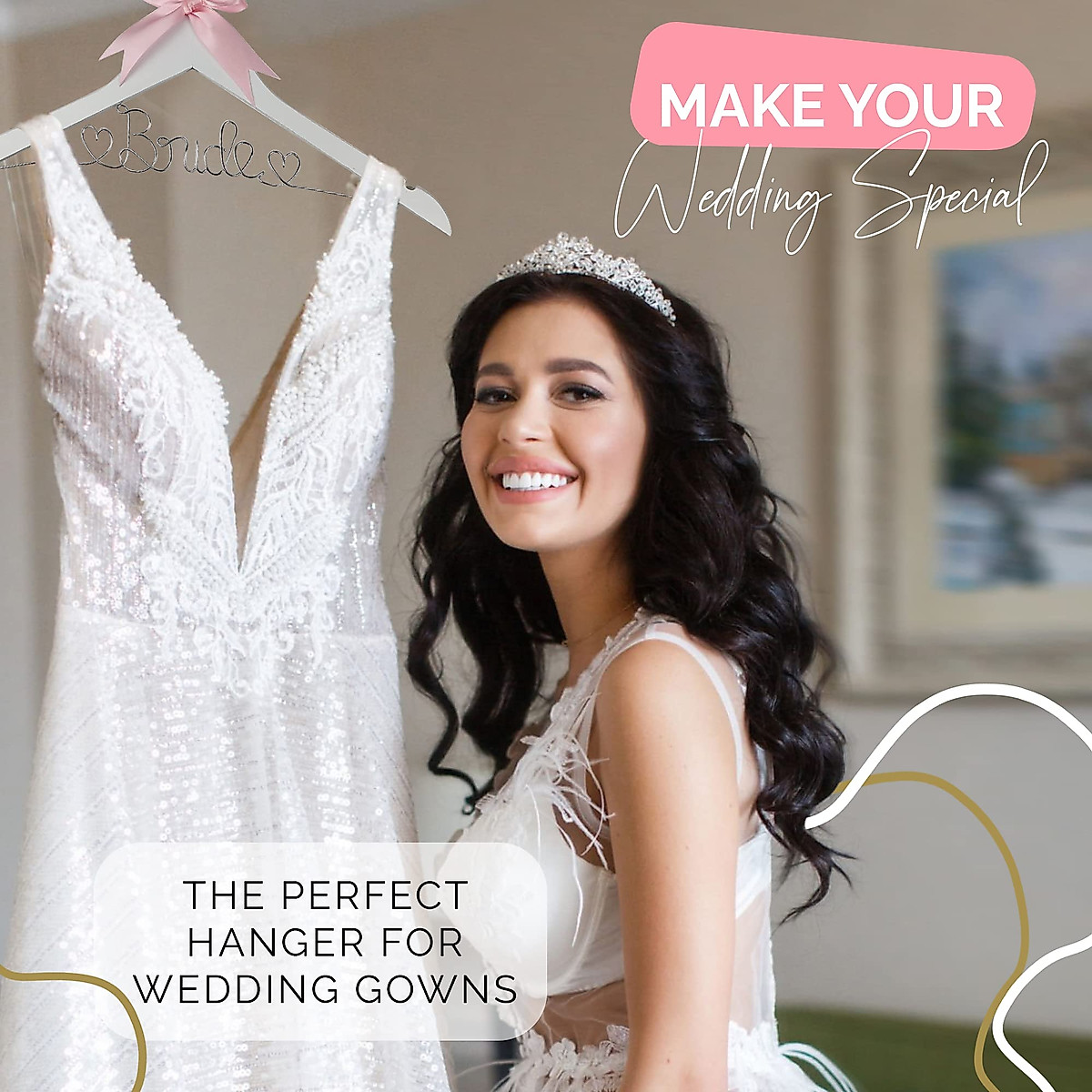 Bride to Be Wedding Dress Hanger, Bride Hanger for Wedding Dress, Wooden Wedding Hanger, Bridal Hanger, Bridal Hangers for Wedding Dress, Gown or Bridal Shower! (White Wood)