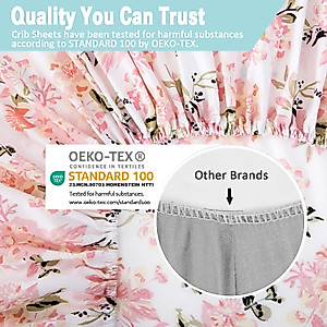 bimocosy Bassinet Sheet, 4 Pack Bassinet Sheets for Baby Girls Boys, Soft Baby Bassinet Fitted Sheets Neutral for Standard Bassinet Mattress, Size 32 x 16 x 4 Inches, Floral/Elephant/Pink/Green