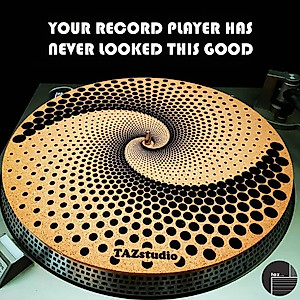 TazStudio Premium slipmat - Cork Turntable Mat for Better Sound Support on Vinyl LP Record Player - Cork mat Original Art Design - Psychedelic Geometric Dots Art (4mm Thick)-m3