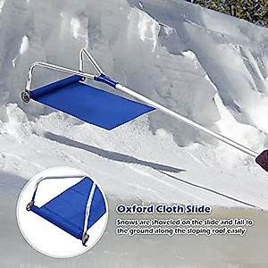 S AFSTAR Snow Roof Rake, 5.9-21 Ft Telescoping Rooftop Snow Removal Tool with Extendable Handle & Built-in Wheels, Scratch-Free Wide Blade Aluminum Snow Remover for Roof Car Snow Leaves Dribs Removal