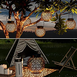 Solar Outdoor Lanterns Waterproof, Set of 2【2023】 Retro Solar Lights with Handle, Upgraded-1600mAh Light-controlled Outdoor Lantern, Solar Powered Lanterns Decor for Christmas Yard Tree Fence Patio