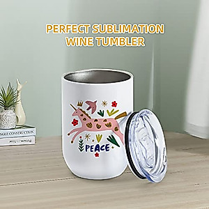 AGH 12 oz Sublimation Wine Tumblers, 6 pack Stainless Steel Double Wall Vacuum Insulated Tumblers