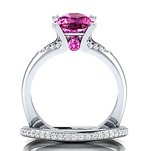 IDEALJEWEL95 Women's 2.70 ct Round Pink & White Sapphire Sterling Silver Bridal Ring Set Free Size For Engagement/Wedding/Valentines Day (Size_9)