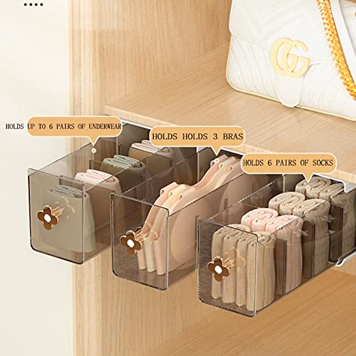 Underwear storage box, household wardrobe wall hanging non-perforated compartment storage, socks finishing transparent storage box wall mounted underwear storage box, for wardrobes and bathrooms