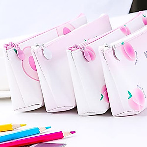 Fabric Pencil Pouch For Girls Pencil Bags With Zipper For Cute School Large Pencil Case ，For Women Teens Girls Adults Student Big Capacity Grid Pencil Case For Teen Girls (A-Peach pencil case)