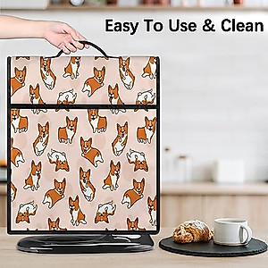 Cartoon Corgis Dog Pattern Stand Mixer Cover Foldable with Zipper and Handle Dust Cover Compatible With 6-8 Quart Kitchen Mixers Fits All Tilt Head & Bowl Lift Models
