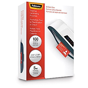 Fellowes Hot Laminating Pouches, ID Tag, Not Punched, 5 mil, 100 Pack (52015)