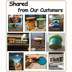 Comtim Pet Food Can Cover Silicone Can Lids for Dog and Cat Food(Universal Size,One fit 3 Standard Size Food Cans),Blue and Green
