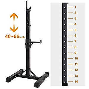 F2C Max Load 550Lbs Pair of Adjustable 40"-66" Squat Rack Sturdy Steel Squat Barbell Free Bench Press Stands GYM/Home Gym Portable Dumbbell Racks Stands (one pair/two pcs)