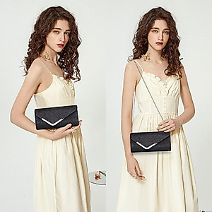 Larcenciel Black Clutch Purses for Women Shiny Sequin Envelope Evening Bag