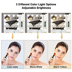 tojump Makeup Vanity with LED Lighted Mirror, White Vanity Desk Set with Drawers & Cabinet, Makeup Table for Bedroom, Cushioned Stool Included (Modern 08)