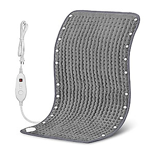 Snailax Heating Pad & Foot Warmer, 17"x33" Electric Large Heating Pads for Back Pain Muscle Pain Relief, Dry & Moist Heat Option, 6 Temperature Settings & Auto Shut Off, Washable, Grey