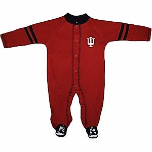 Creative Knitwear Indiana University Hoosiers Newborn Infant Baby Sports Shoe Footed Romper Crimson/Black