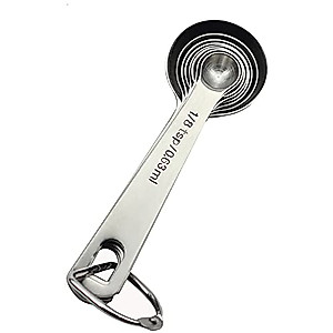 MEKBOK Magnetic Measuring Spoons Set, Dual Sided, Stainless Steel, Fits in Spice Jars, Black, Set of 8