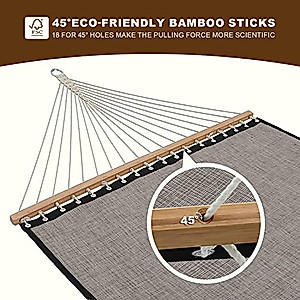Patio Watcher 11 FT Quick Dry Hammock Bamboo Wood Spreader Bars Outdoor Patio Yard Poolside Hammock with Chain Hanging Kits and Hooks, Waterproof and UV Resistance,Mocha