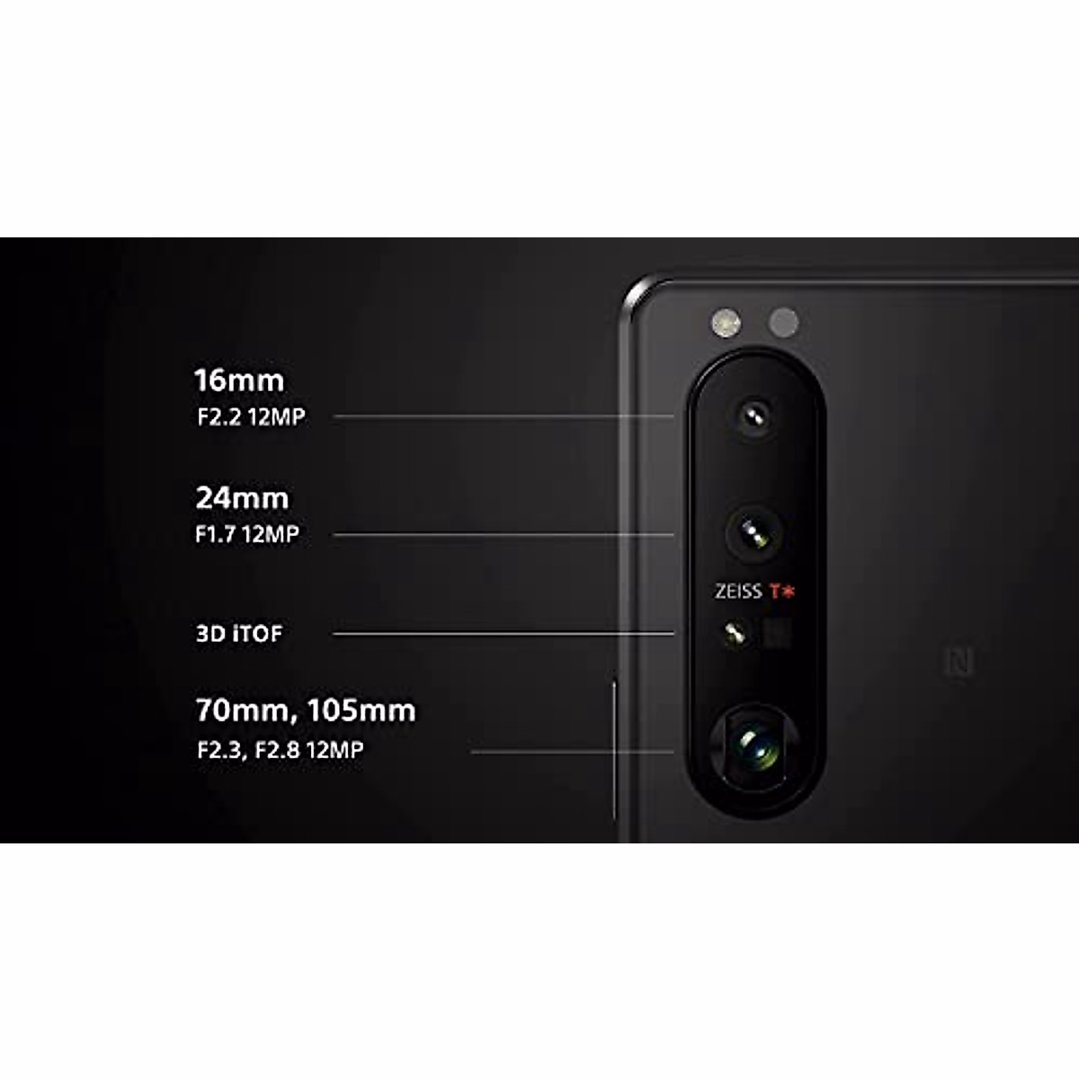 Sony Xperia 1 III XQ-BC72 5G Dual 512GB 12GB RAM Factory Unlocked (GSM Only | No CDMA - not Compatible with Verizon/Sprint) International Version – Frosted Black