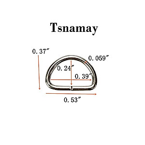 Tsnamay 20Pcs 0.39 Inch Metal D Rings Buckles Antique for Belts Bags DIY Leathercraft,Silver 10mm