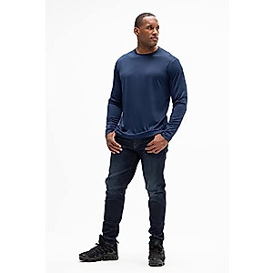 DEVOPS Men's 3Pack UPF 50+ Dri fit Workout Moisture Wicking Long Sleeve T-Shirt (Medium, Navy/Safty Green/White)