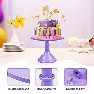 3 PCS Purple Cake Stand Set Round Metal Cake Stands Cupcake Holder Modern Dessert Table Display Set for Wedding Birthday Girls' Party Baby Shower Anniversaries Supplies