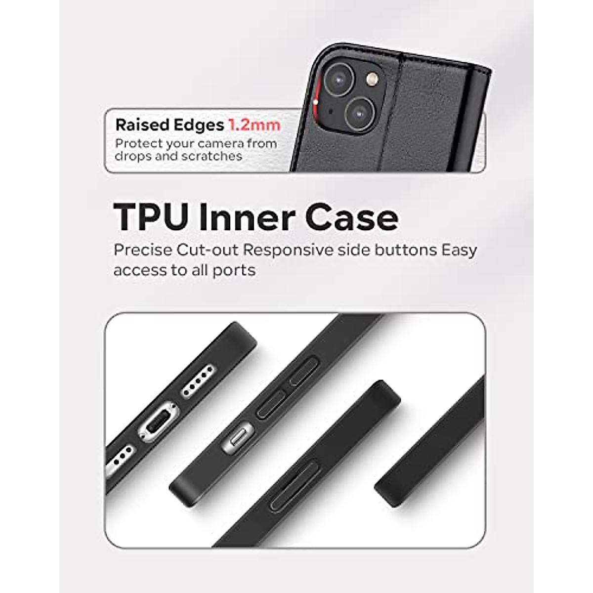 OCASE iPhone 14 Plus Wallet Case, Durable PU Leather Flip Folio Case with 3 Card Holders, RFID Blocking, Shockproof TPU Inner Shell, Protective Phone Cover Women Men for iPhone 14 Plus 6.7 Inch, Black