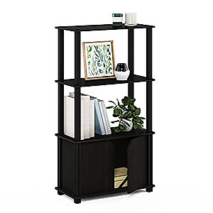 Furinno Brahms 4-Tier Multipurpose Bookcase/Bookshelf/Display Shelf/Display Rack with Door, Espresso/Black