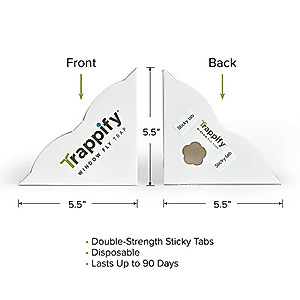 Trappify Fly Traps Indoor for Home - Window Fly Traps - House Window Fruit Fly Traps for Indoors, Gnat - Disposable Indoor Fly Trap with Extra Sticky Adhesive Strips - Inside Bug Catchers (4)
