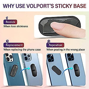 3PCS Adhesive Base Replacement for Pops Wallet+, Detachable Sticky Plastic Part Strips for Socket Wallet Plus & Wallet Case Back with Extra 3Pack 3M VHB Sticker Tapes, Sleeve Attachment Piece Black
