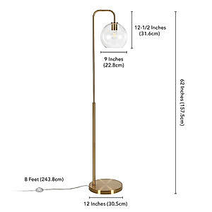 Harrison Arc Floor Lamp with Glass Shade in Blackened Bronze/Clear