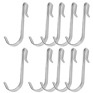 JJHXSM 10PCS Stainless Steel J-Shaped Wire Rack Hooks Hanging Sink Grid Hooks Wire Rack Hooks Cabinet Door Dormitory Hooks for Hanging Clothes Bathroom Kitchen Hanger Hooks Silver