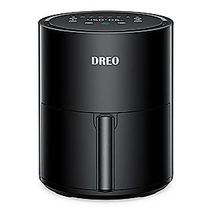 Dreo Air Fryer - 100℉ to 450℉, 4 Quart Hot Oven Cooker with 50 Recipes, 9 Cooking Functions on Easy Touch Screen, Preheat, Shake Reminder, 9-in-1 Digital Airfryer, Black, 4L (DR-KAF002)
