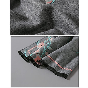 Scarfs,Women's Autumn Winter Cold-Proof Scarf Retro Black Plum Blossom Branch Flower Bird Jacquard Ethnic Warm Soft Cashmere Touch Scarf Thick Blanket Wedding Prom Party Shawl Scarf