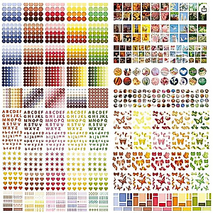 DAPUTOU 2000PCS Scrapbook Stickers,Butterfly Stars Ribbon Letter Flowers Scrapbooking Stickers Kit Transparent for Holiday Scrapbook Supplies Aesthetic Craft Junk Journal Planners 100-Sheets