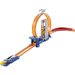 Hot Wheels Track Builder Total Turbo Takeover Track Set, Motorized Playset with Loops & Stunts, Includes 1 Hot Wheels Die-Cast Car, Toy for Kids 6 to 12 Years Old [Amazon Exclusive]