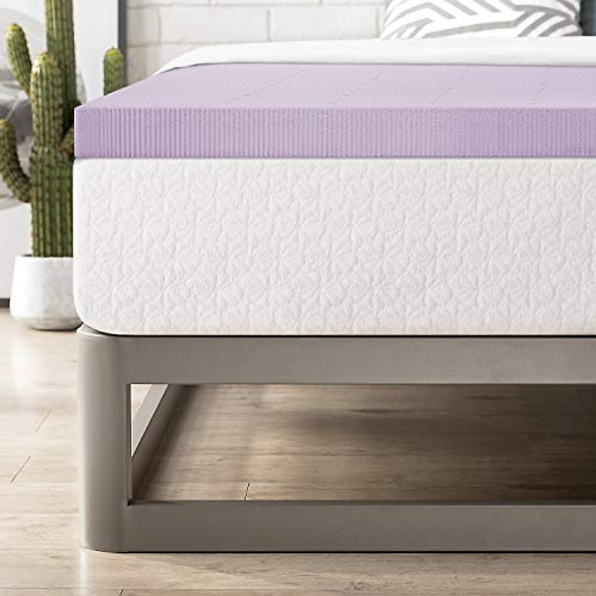 Best Price Mattress 2 Inch Ventilated Memory Foam Mattress Topper, Soothing Lavender Infusion, CertiPUR-US Certified, King