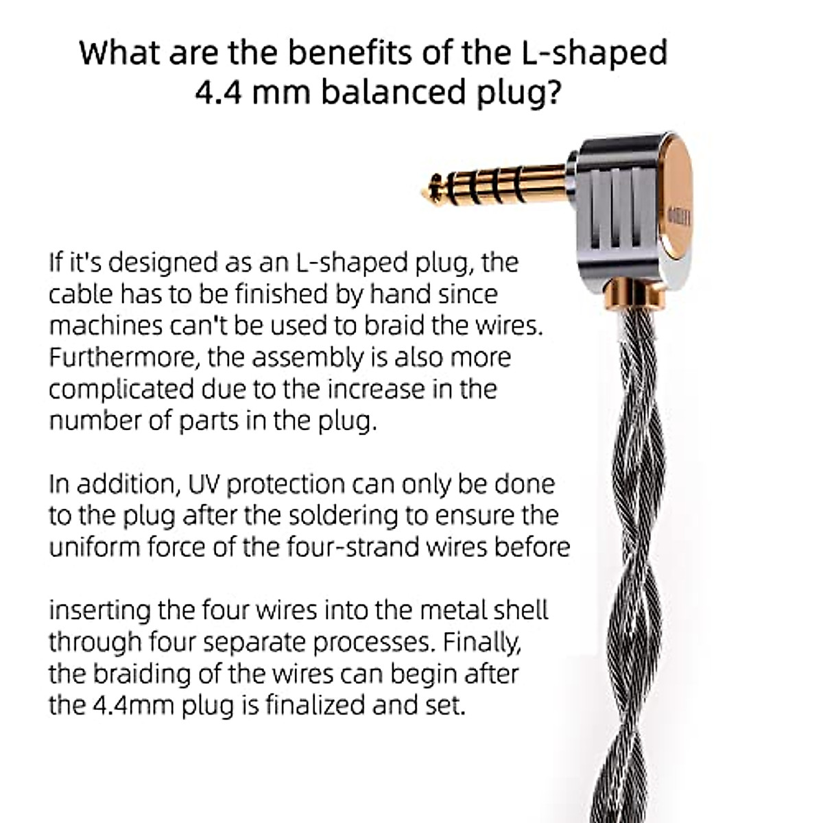 DD ddHiFi BC130A (Air Nyx) Silver Earphone Upgrade Cable with Shielding Layer, Available in 4.4mm L-Shape Plug and 2-Pin 0.78 Connector, Standard Length of 120cm