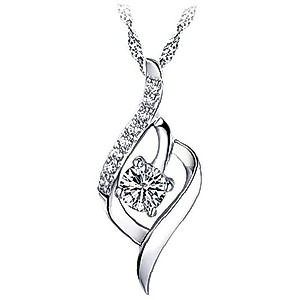 U-M Ladies Necklace Silver Diamond Women Necklace 925 Sterling Silver Statement Crystal Pendant C for Women Fashion Jewelry Accessories Useful