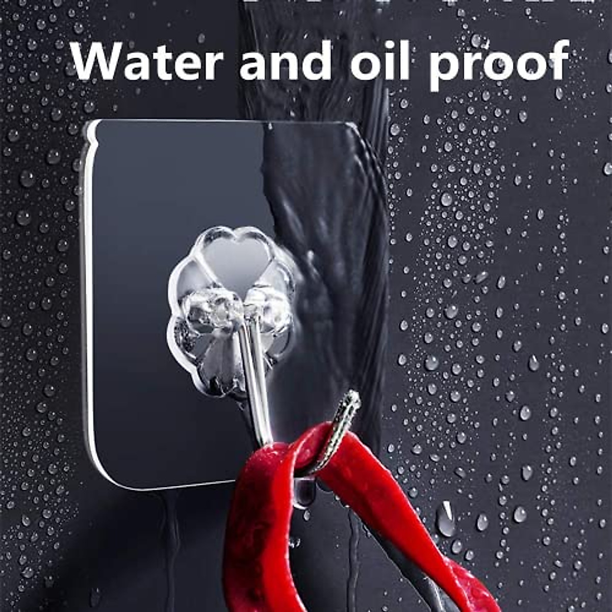 YAWALL 10 Pack Wall Hooks for Hanging 44lb(Max), Transparent Reusable Seamless Heavy Duty Hooks, Waterproof and Oilproof, Bathroom Kitchen Self Adhesive Hooks