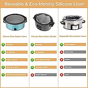 Silicone Slow Cooker Liners Fit 7-8 QT Oval Slow Cooker Crock Pot, Food Grade Silicone Crock Pot Liners Reusable & Leakproof Dishwasher Safe Crockpot Liner