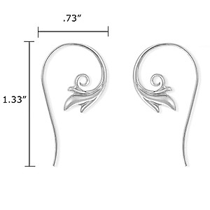 Boma Jewelry Sterling Silver Flower Blossom Pull Through Hoop Earrings