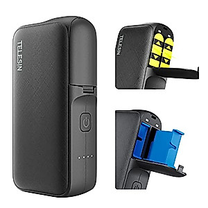 TELESIN Wireless Charging Case for Gopro 11, Dual Slot Storage Battery Charger Power Bank(10000mAh) for Gopro, Fully Compatible for Gopro Hero 11, Hero 10, Hero9/8/7/6/5 Battery