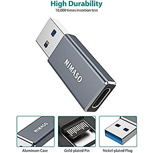 NIMASO USB C Female to USB Male Adapter 5Gbps, Type C to USB A Charger Cable Adapter,Fast Charging Converter Compatible with Power Bank,Laptops,Chargers,Samsung S20 S20+ Note 10,Google Pixel.