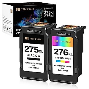 JINTUM Remanufactured PG-275XL/CL-276XL Ink Cartridge Replacement for Canon 275 and 276 Ink Cartridges for Canon PIXMA TS3522 TR4720 TS3520 Printer (2 Pack, 1 Black + 1 Tri-Color)