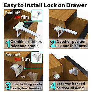 Upgraded Magnetic Cabinet Locks (32Locks and 6 Keys) Baby Proofing Magnetic Safety Locks with 3M Adhesive, One Minute Fast, Easy and No Drill Installation