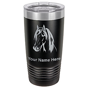 LaserGram 20oz Vacuum Insulated Tumbler Mug, Horse Head 1, Personalized Engraving Included (Black)