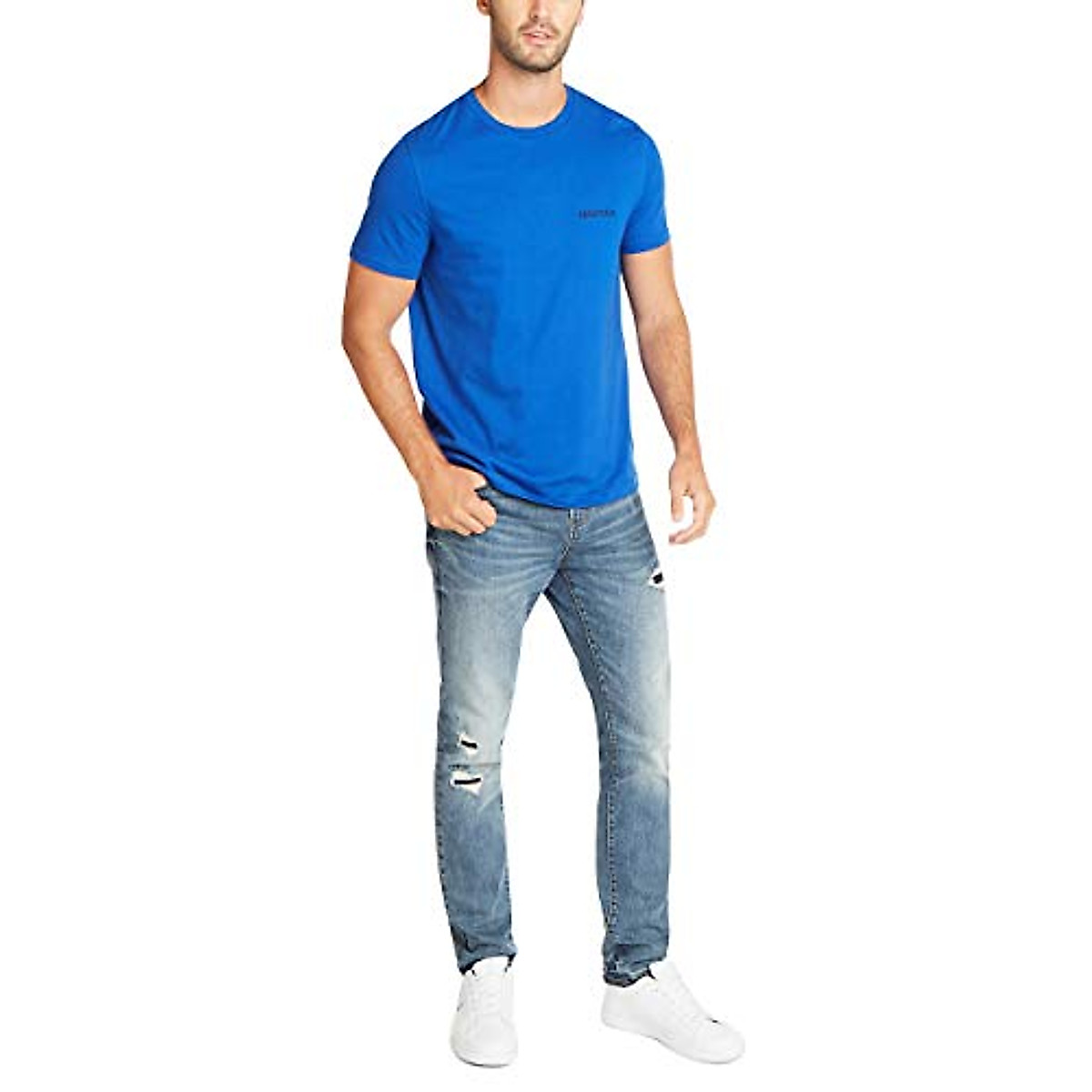 Nautica Men's Short Sleeve Crew Neck T-Shirt, Bright Cobalt Solid, Large