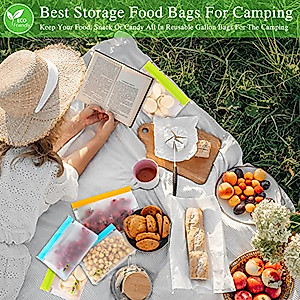 12 Pcs Reusable Storage Bags, Reusable Food Storage Bags, Reusable Freezer Bags Food Container, Stand Up Extra Thick Leakproof Reusable food Bags(Gallon Bags+Sandwich Bags+Snack Bags)