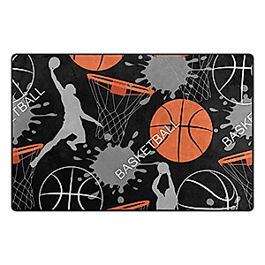 ZZAEO Area Rug 60 x 39 inch Home Decoration Floor Mat for Living Room Bedroom (Play Basketball)