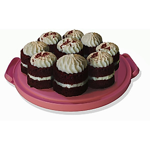 HelloCupcake Portable Cake and Cupcake Carrier / Storage Container - 10.4" Diameter (Inside Cover), Translucent Dome - Perfect for Transporting Cakes, Cupcakes, Pies, or Other Desserts (Fuchsia)