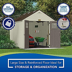 Suncast 8' x 10' Heavy-Duty Resin Tremont Storage Shed, Sand